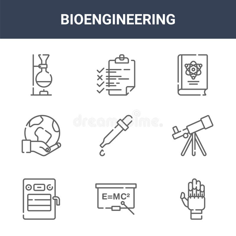 9 Bioengineering Icons Pack. Trendy Bioengineering Icons on White ...