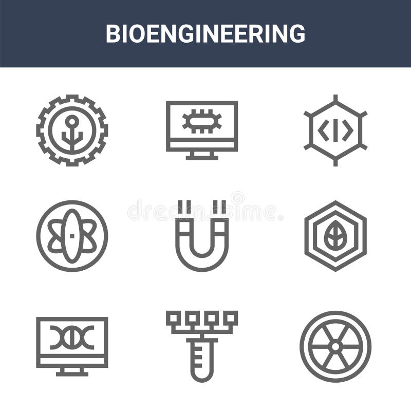 9 Bioengineering Icons Pack. Trendy Bioengineering Icons on White ...