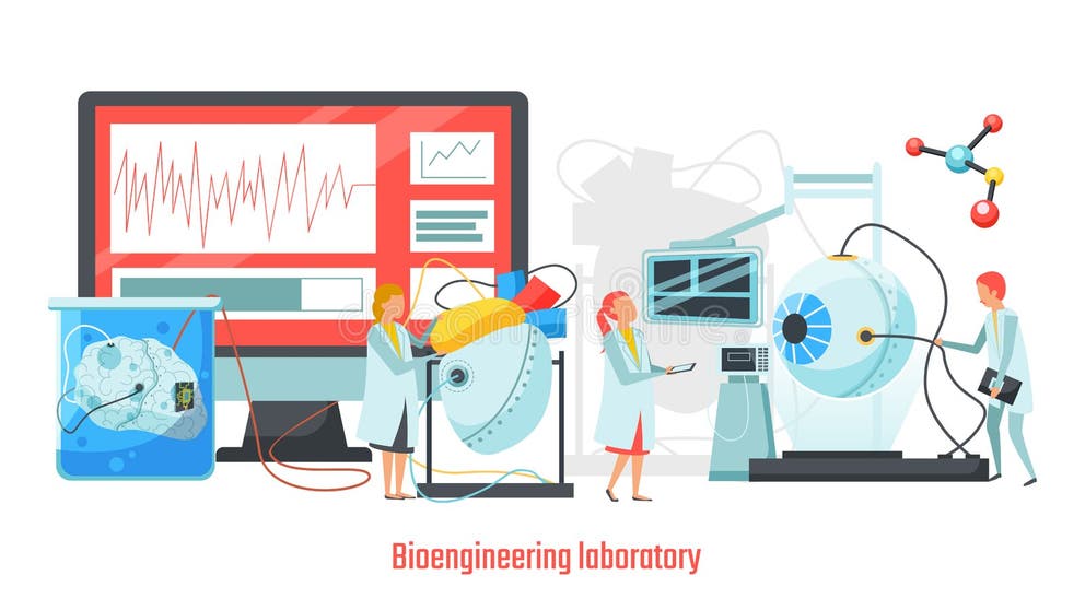 Bioengineering Laboratory Flat Composition Stock Illustration ...