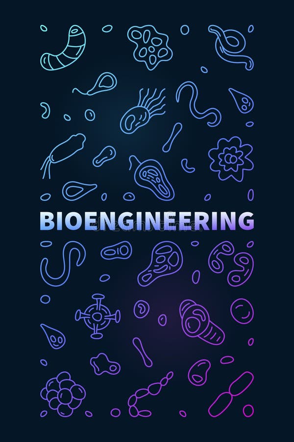 Bioengineering Vector Research Concept Vertical Outline Colored Banner ...