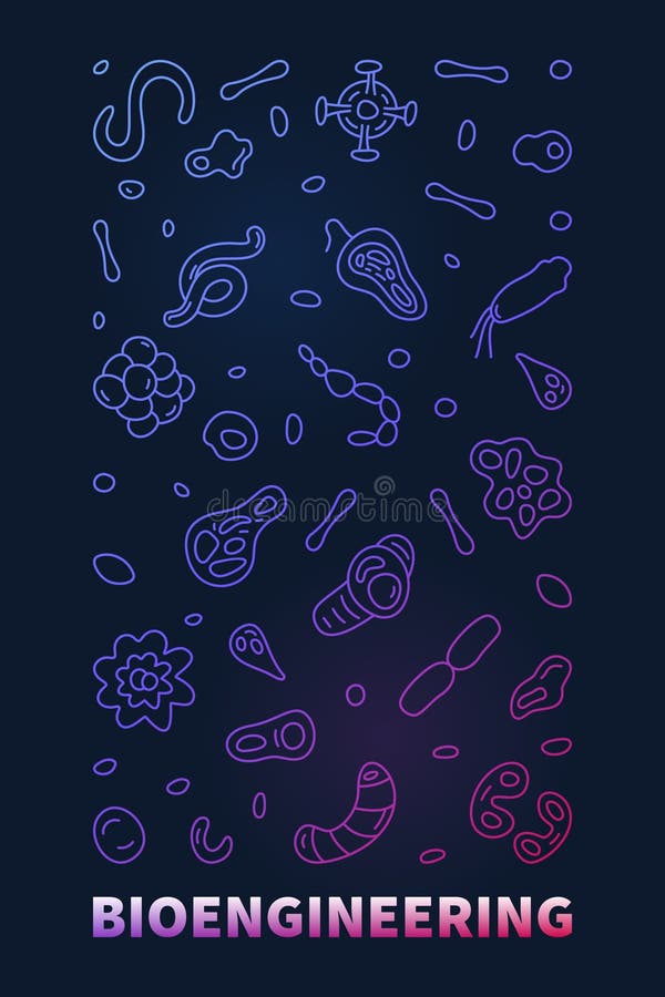Bioengineering Vector Science Concept Thin Line Colorful Vertical ...