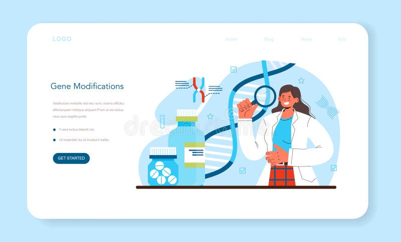 Bioengineering Web Banner or Landing Page. Biotechnology, Gene Stock ...