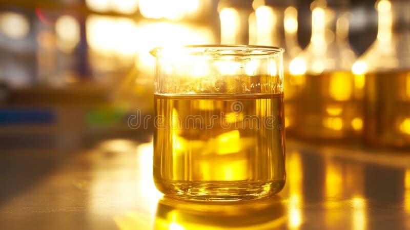 Bioethanol Liquid in Beaker with Sunlight Effects in Laboratory Setting ...
