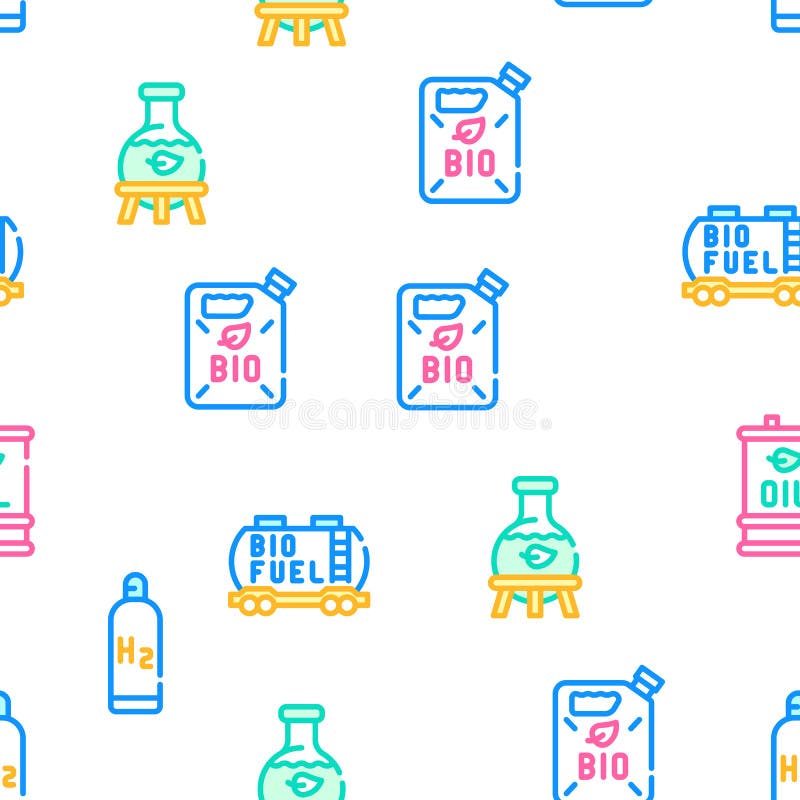 Biofuel Green Energy Vector Seamless Pattern Stock Illustration ...