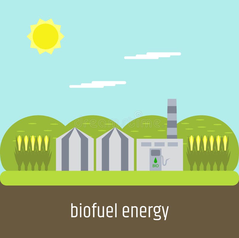 Biofuel Life Cycle Vector, Lignocellulosic Biomass Production, Ethanol ...