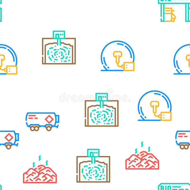 Biogas Energy Fuel Vector Seamless Pattern Stock Vector - Illustration ...