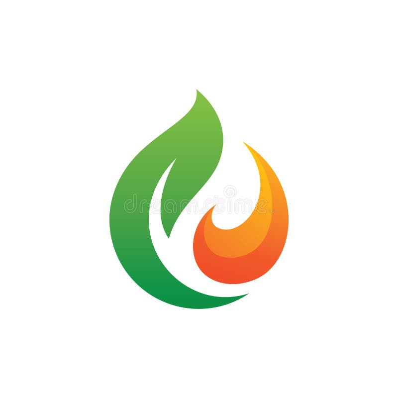 Biogas Energy Logo with Fire and Leaf Element Stock Vector ...