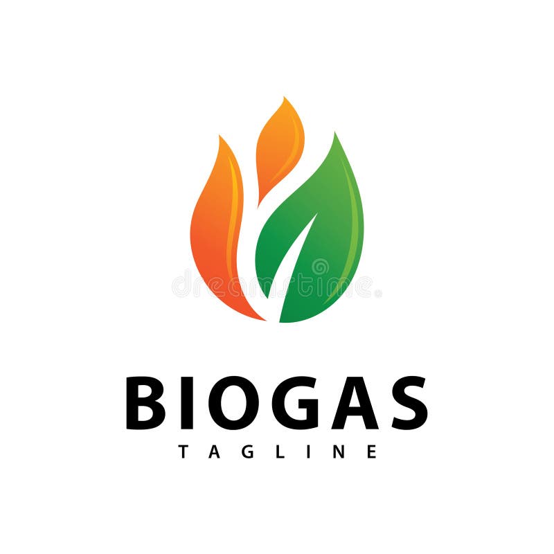 Biogas Energy Logo with Fire and Leaf Element Stock Vector ...