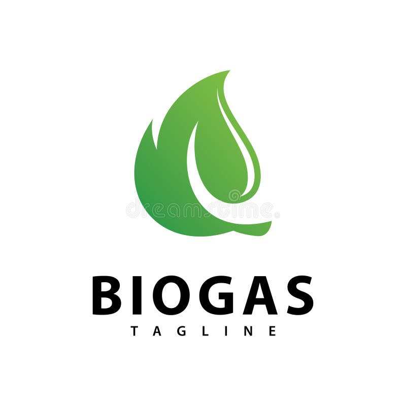 Biogas Energy Logo with Fire and Leaf Element Stock Vector ...