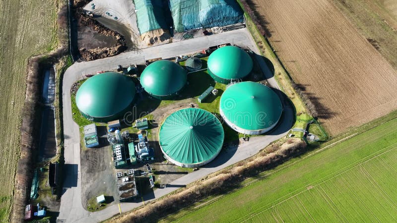 Biogas Plant - Aerial Tracking Shot Stock Video - Video of ...