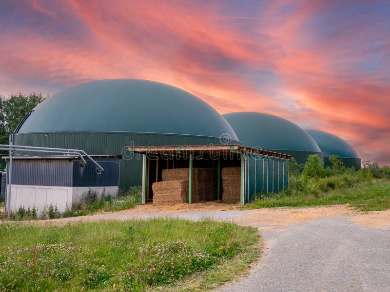 Biogas Production, Biogas Plant, Bio Power with Sunset Stock Image ...