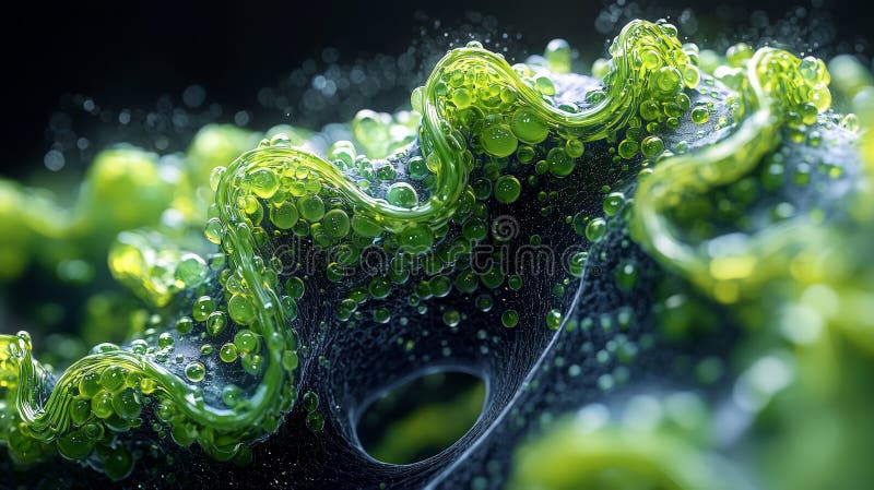 Biogenic Green and Black Abstract Background. Generative AI Stock ...
