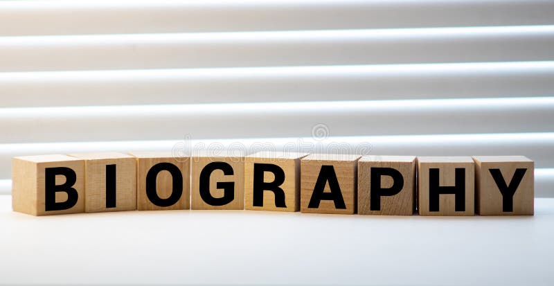 Biography Headline Sign Made of Wood on a Table Stock Image - Image of ...