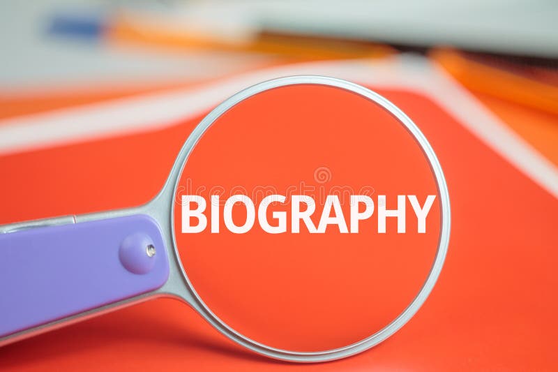 Biography Text Magnifying Glass Background Stock Image - Image of ...