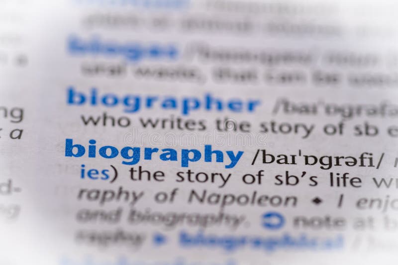 Biography Word in a Dictionary. Selective Focus, Close Up Stock Photo ...