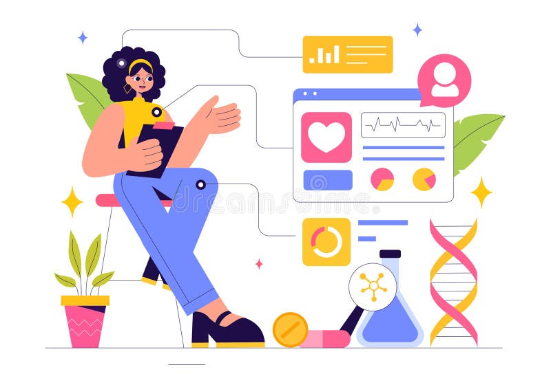 Biohack Vector Illustration Featuring Technological Processes of ...