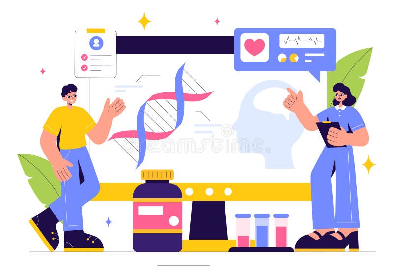 Biohack Vector Illustration Featuring Technological Processes of ...