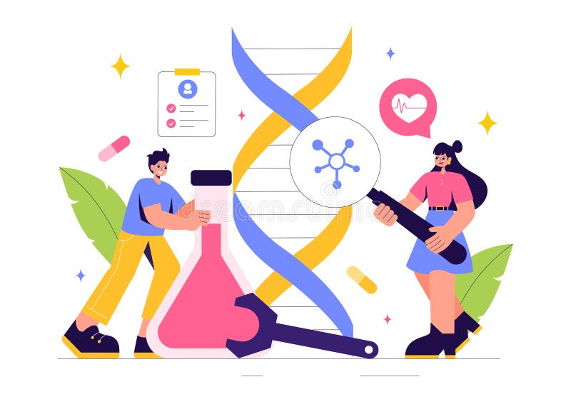 Biohack Vector Illustration Featuring Technological Processes of ...