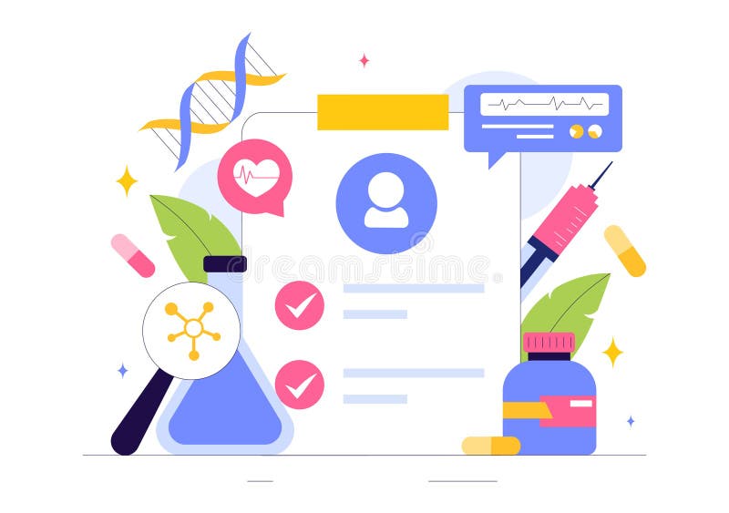 Biohack Vector Illustration Featuring Technological Processes of ...