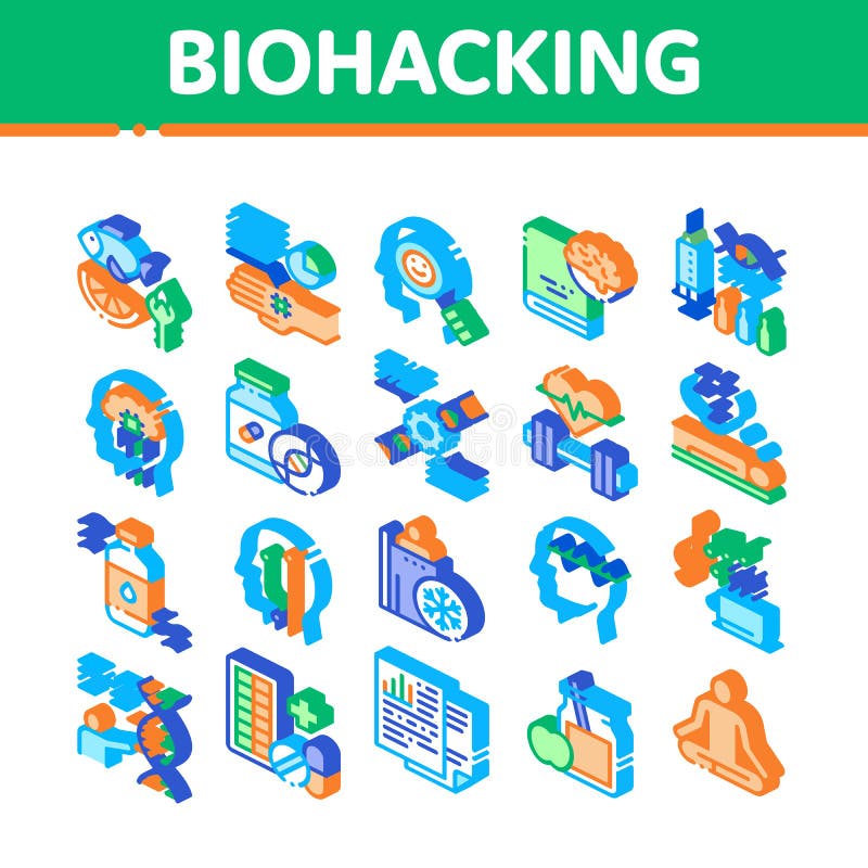 Biohacking Isometric Elements Icons Set Vector Stock Vector ...