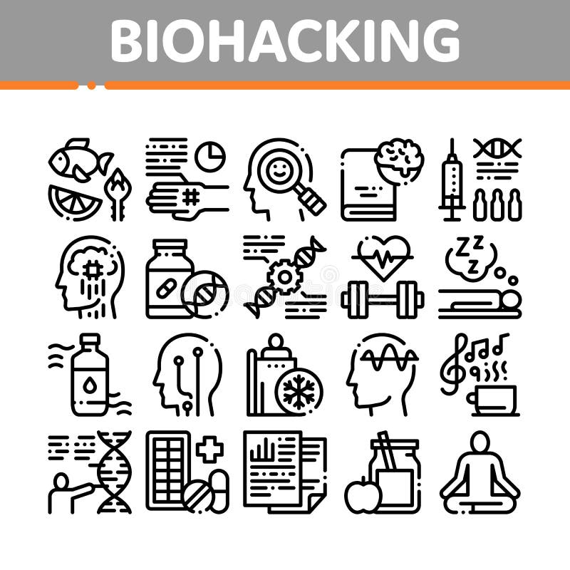 Biohacking Collection Elements Icons Set Vector Stock Vector ...