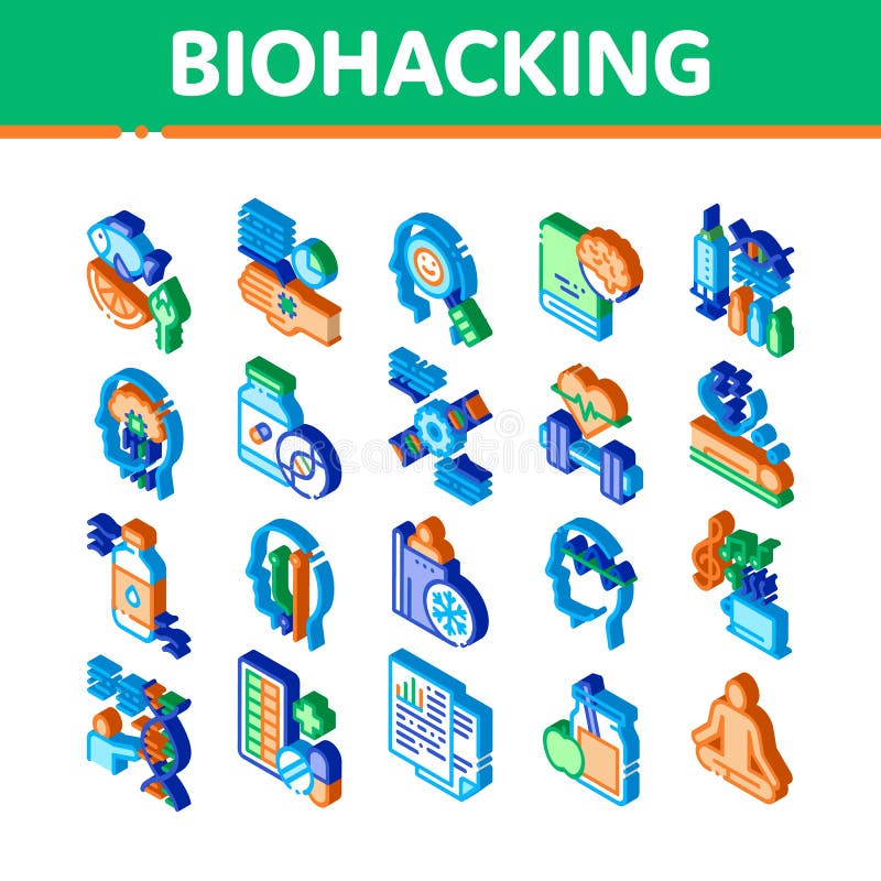 Biohacking Isometric Elements Icons Set Vector Stock Vector ...