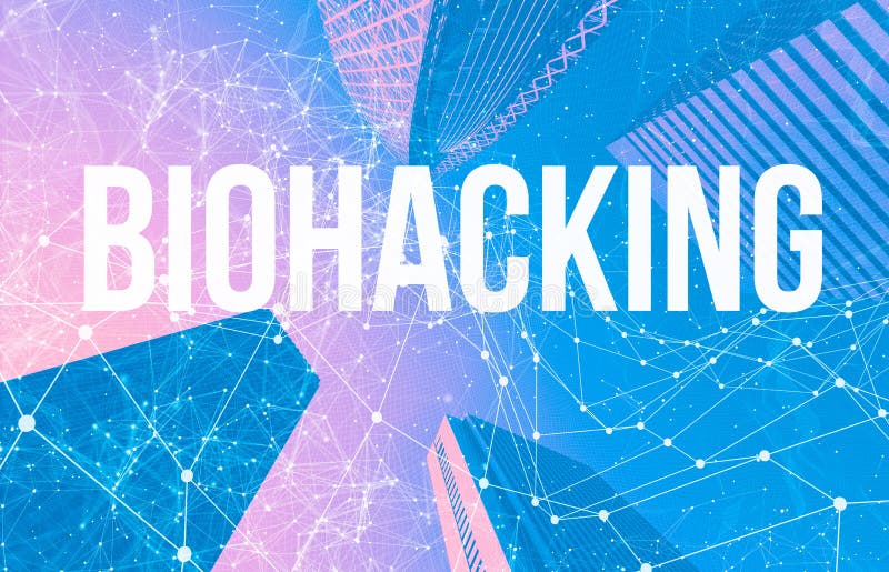 Biohacking Theme with Abstract Patterns and Skyscrapers Stock ...