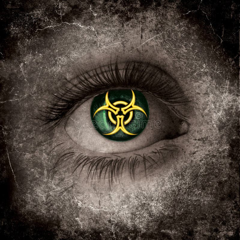 Eye with biohazard symbol stock image. Image of ionizing - 32828023