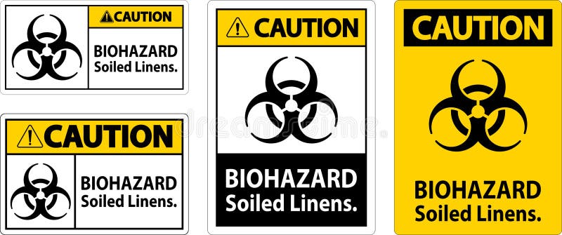 Biohazard Caution Label Biohazard Soiled Linens Stock Vector ...