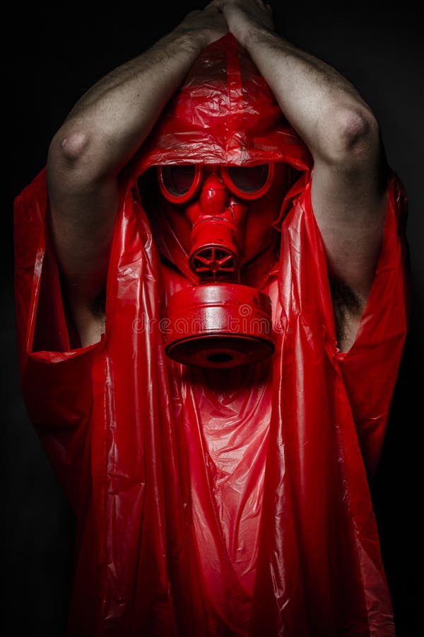 Biohazard Concept, Man with Red Gas Mask. Stock Image - Image of army ...