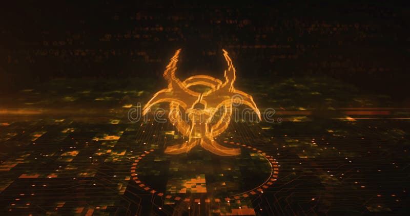 Biohazard Danger Alert Symbol Cyber Concept Stock Video - Video of ...