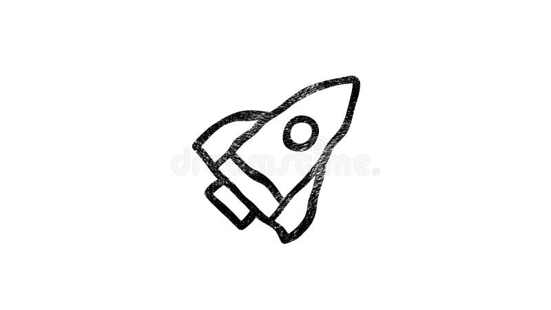 Biohazard Hand Draw Rocket Icon Isolated on Green Background. Rocket ...
