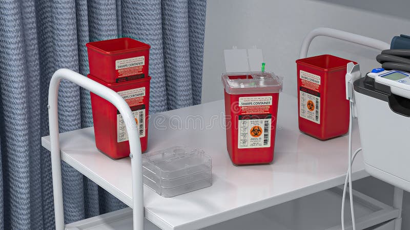 Biohazard Medical Container for Safe Sharps Disposal Stock Image ...
