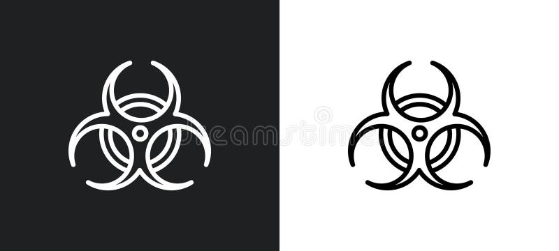Biohazard Outline Icon in White and Black Colors. Biohazard Flat Vector ...