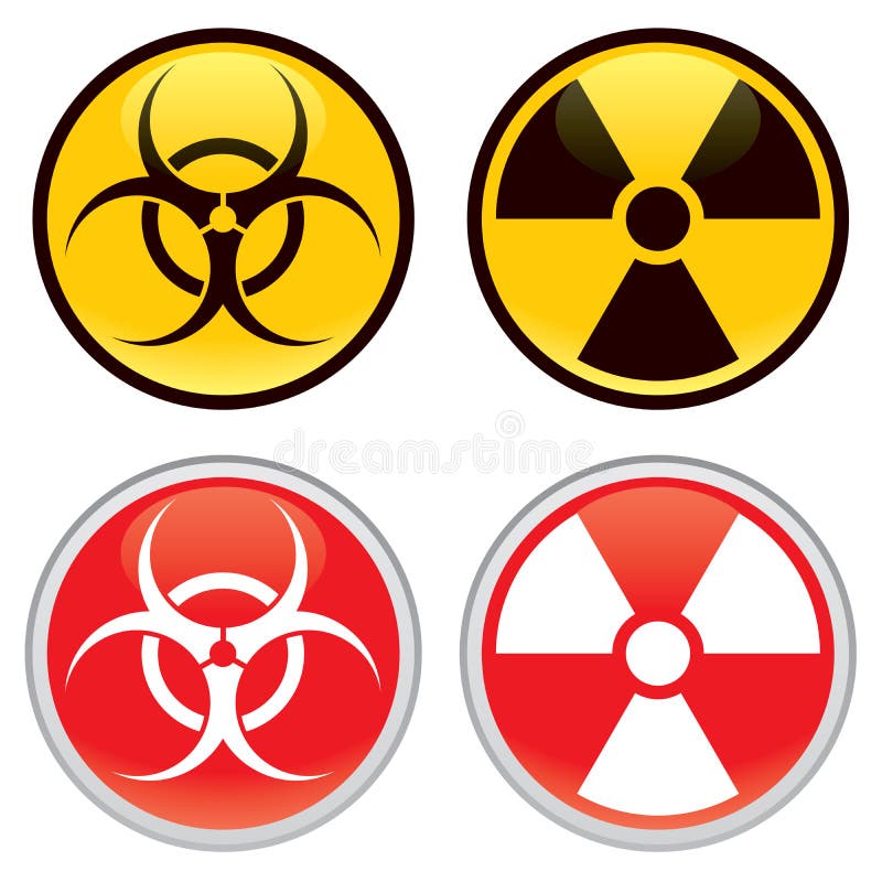 Biohazard and Radioactive Warning Signs Stock Vector - Illustration of ...