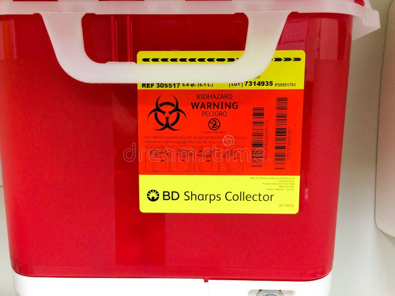 Sharps Collector Biohazard Red Container for Needles and Syringes ...