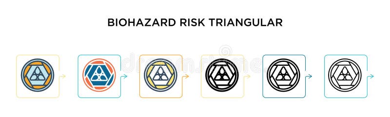 Biohazard Risk Triangular Signal Vector Icon in 6 Different Modern ...