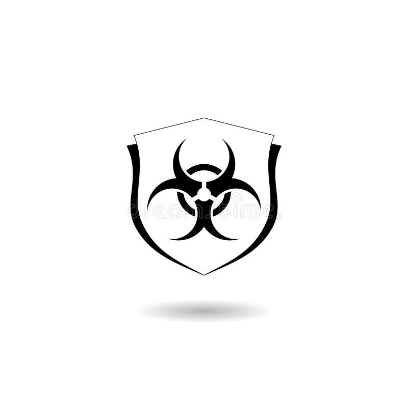 Biohazard Shield Logo Icon with Shadow Stock Vector - Illustration of ...