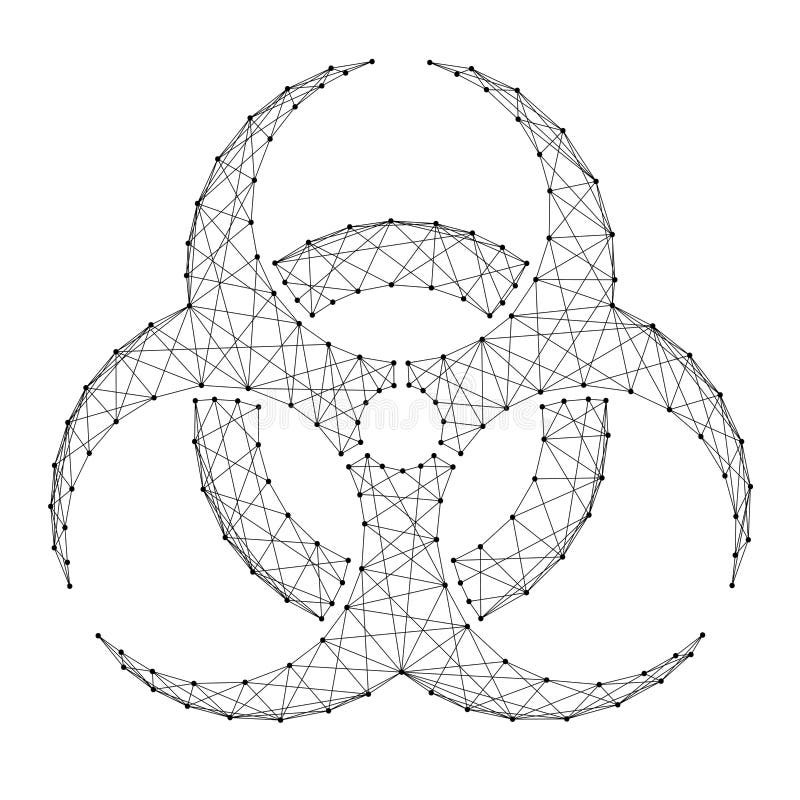 Biohazard Sign from Futuristic Polygonal Red Lines and Glowing Stars ...