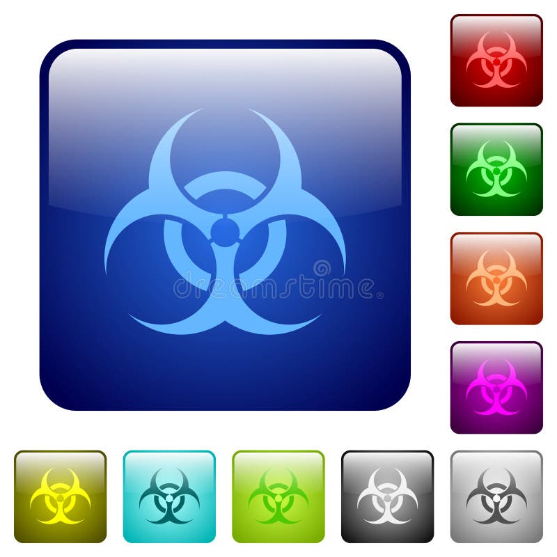 Biohazard Sign Color Square Buttons Stock Vector - Illustration of ...