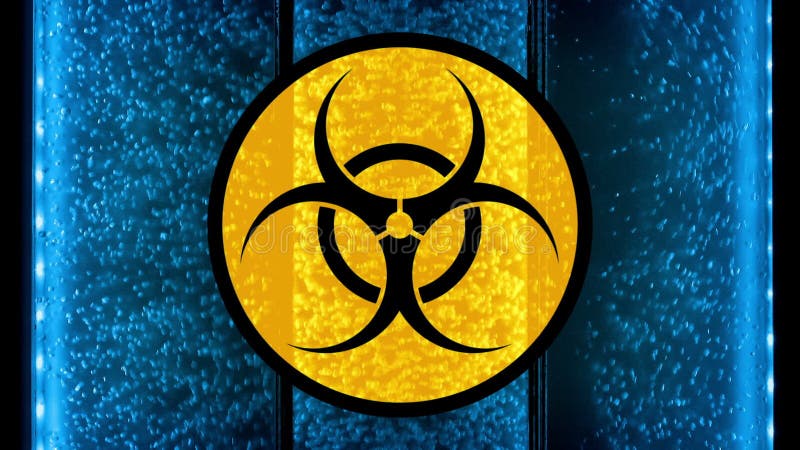 Biohazard Sign Over Bubbling Liquid Chambers Stock Video - Video of ...