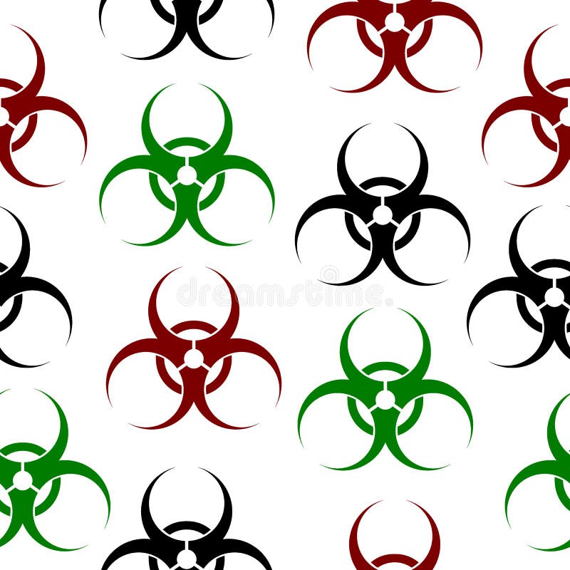 Biohazard Sign Seamless Pattern Stock Illustration - Illustration of ...