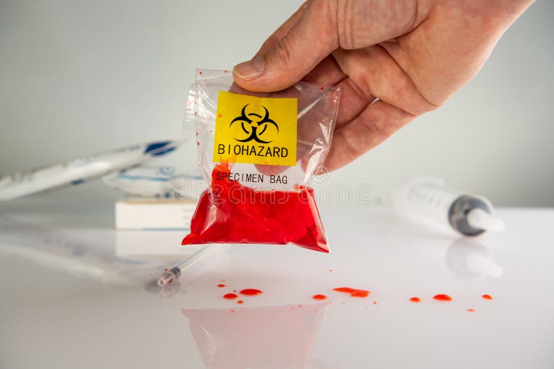Biohazard Specimen Plastic Bag Stock Image - Image of hazardous ...