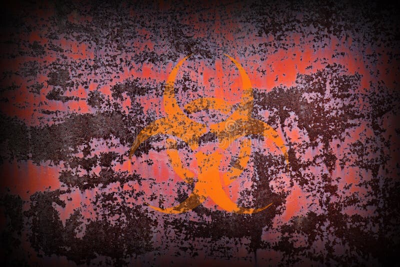 Biohazard-Symbol Auf Altem Rusty Metal Surface Stockfoto - Bild von ...