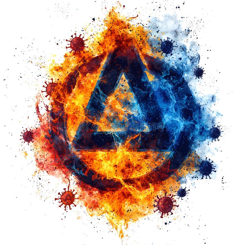 Illustration of Biohazard Symbol with Virus Surrounded by Vibrant ...