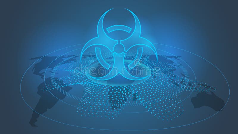 Biohazard Symbol on a Globe Map Background Stock Vector - Illustration ...