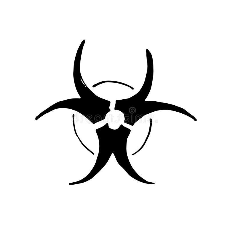 Biohazard Symbol Hand Drawn Icon. Vector Illustration Isolated on White ...