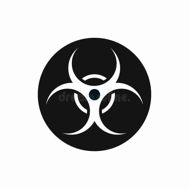 Biohazard Symbol Icon, Flat Style Stock Illustration - Illustration of ...
