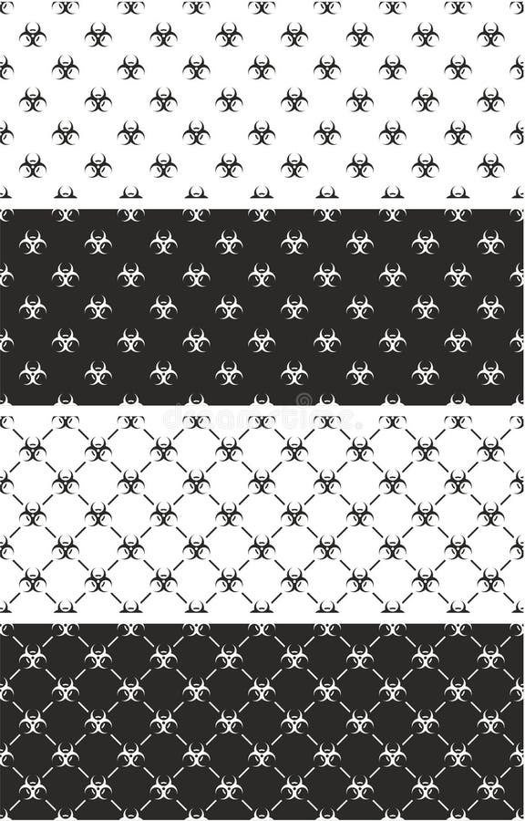 Biohazard Symbol Seamless Pattern Set Stock Vector - Illustration of ...