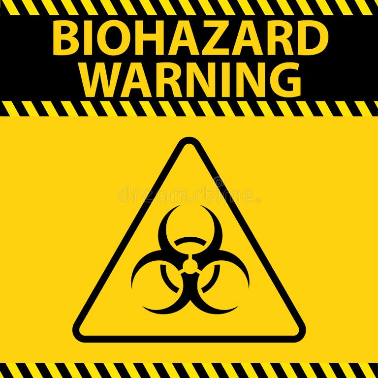 Biohazard Symbol on Yellow Triangle on Yellow Background with the Words ...